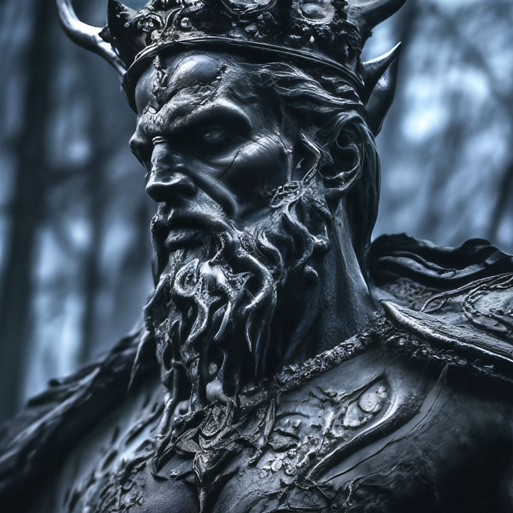 "Portrait of Hades the king of darkness, proud, powerful look, lifelike ...