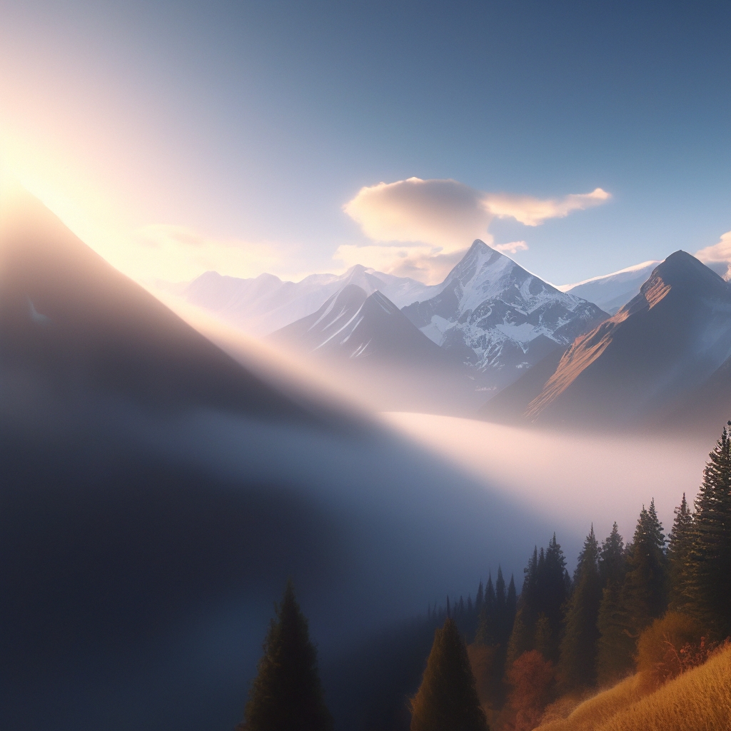 "Mountains in fog, live photo, realistic, 4k, ISO 100, 30mm lens ...