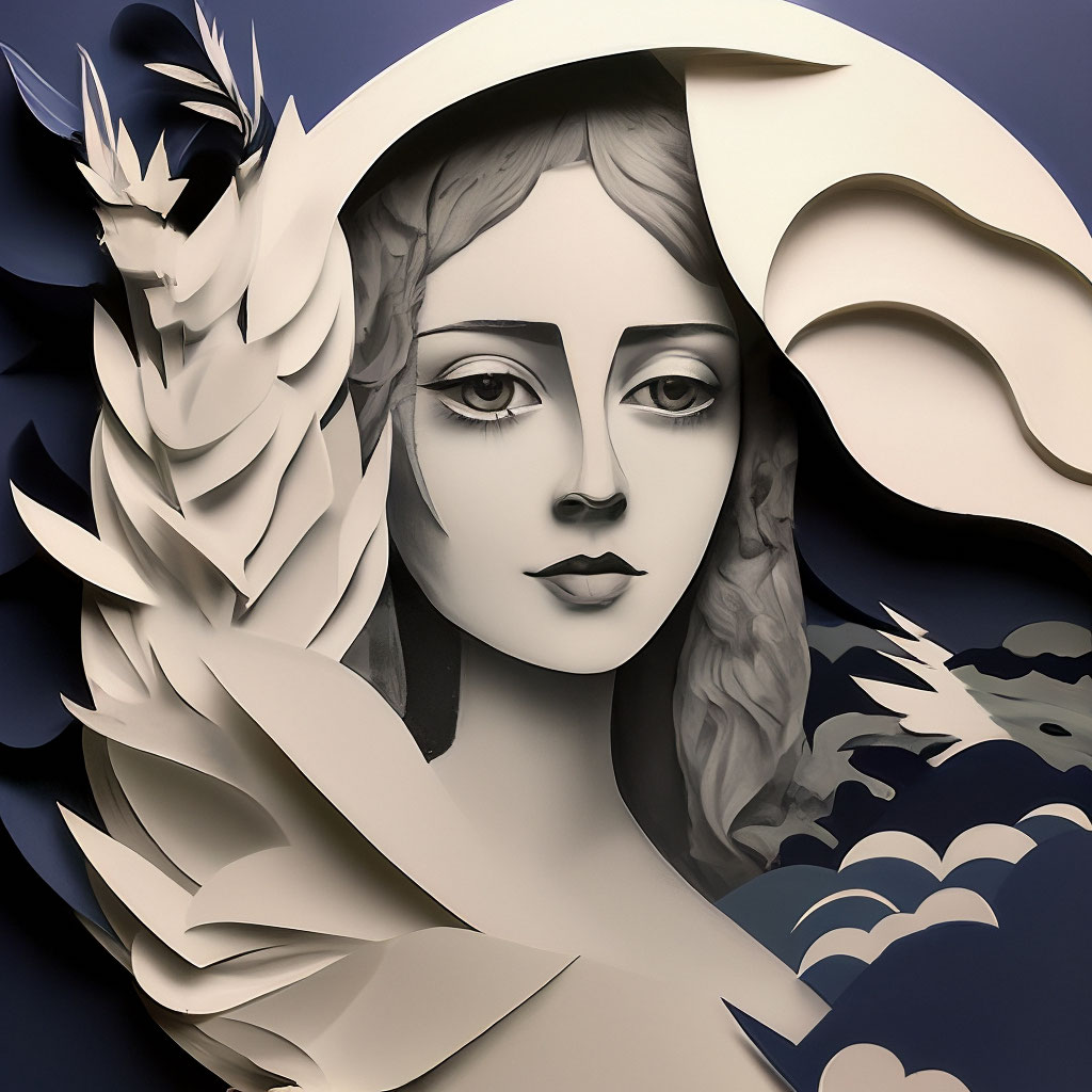 "Paper self-portrait" — image created in Shedevrum