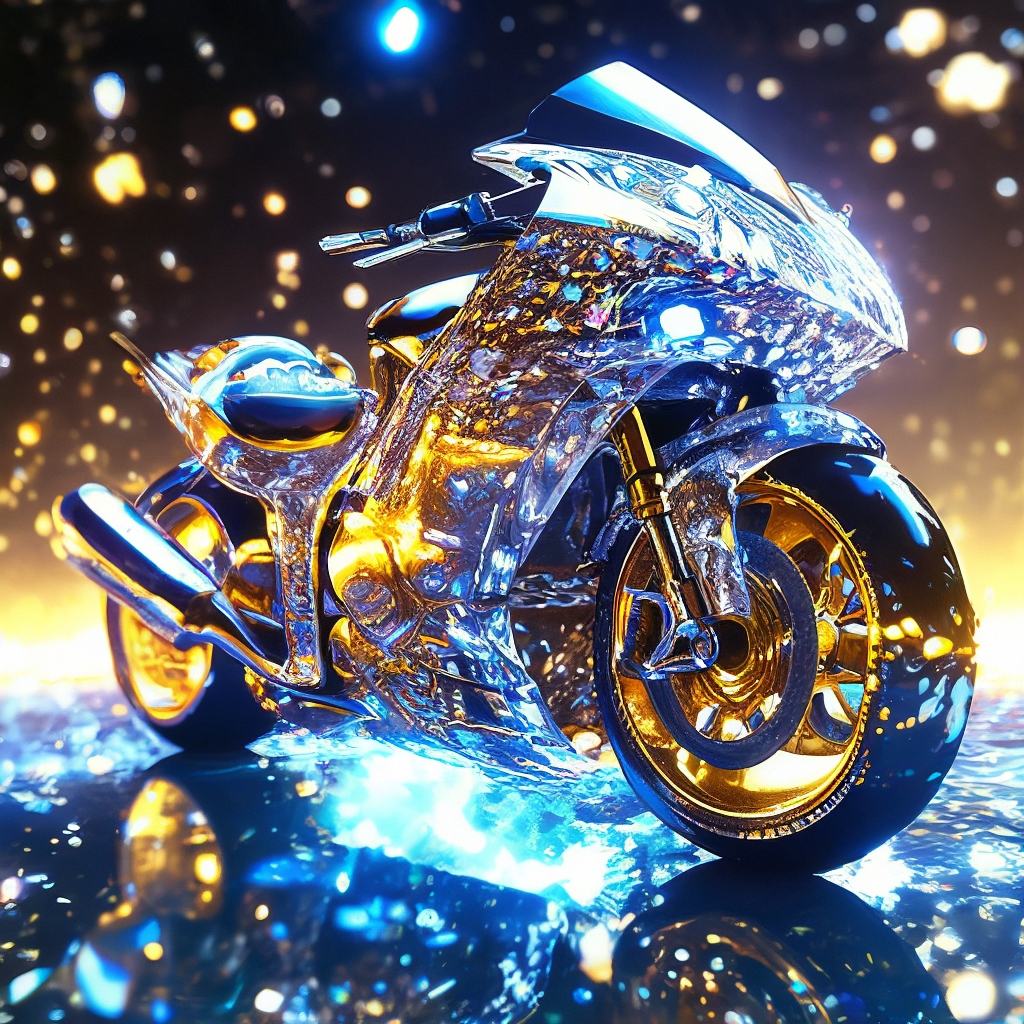 "©Ket X ️500 Crystal diamond motorcycle with a glowing space inside and ...