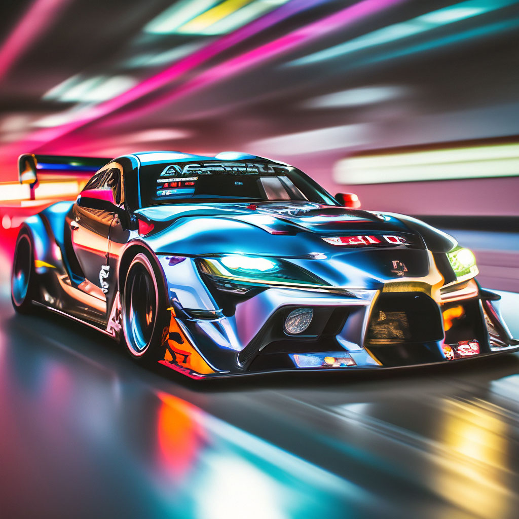 "Toyota Supra mk5, jdm, tuning, cyberpunk style,track,blur,realism,high ...