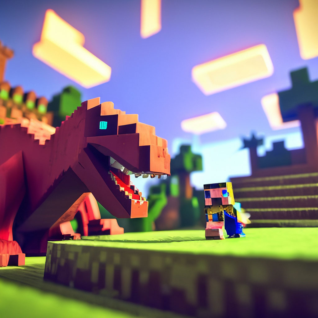 "3D Steve from minecraft fights dinosaurs from minecraft Minecraft ...