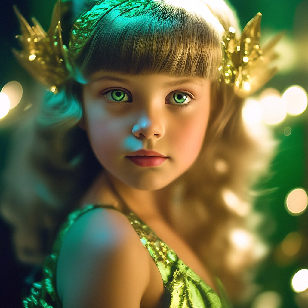 "A beautiful elf nymph, a girl of 5 years of the 30s, unrealistically ...