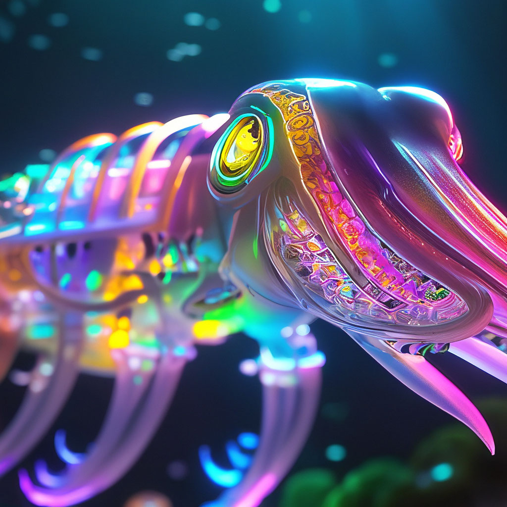 "Underwater bionic apparatus in the form of a cuttlefish, on the seabed ...