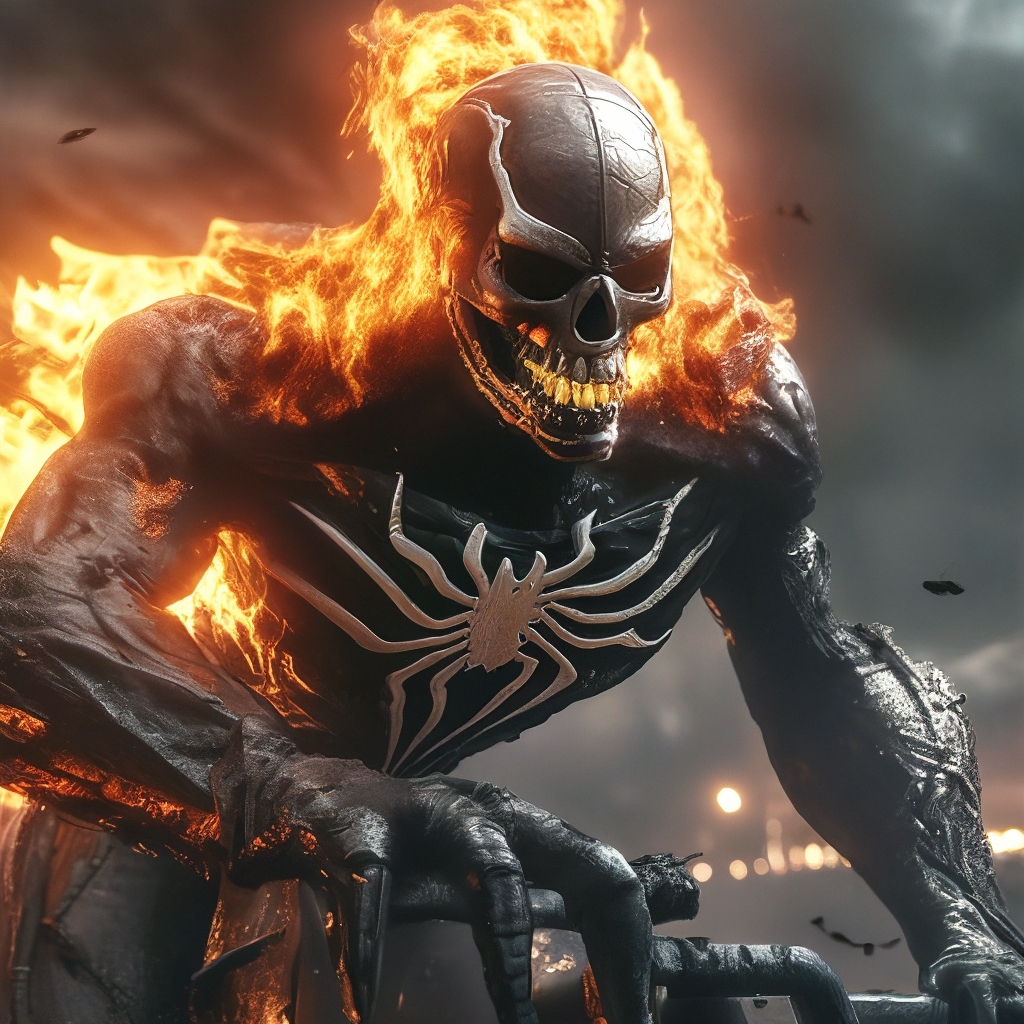 "Spider-Man is a ghost rider from the underworld, Spider-Man's head is ...