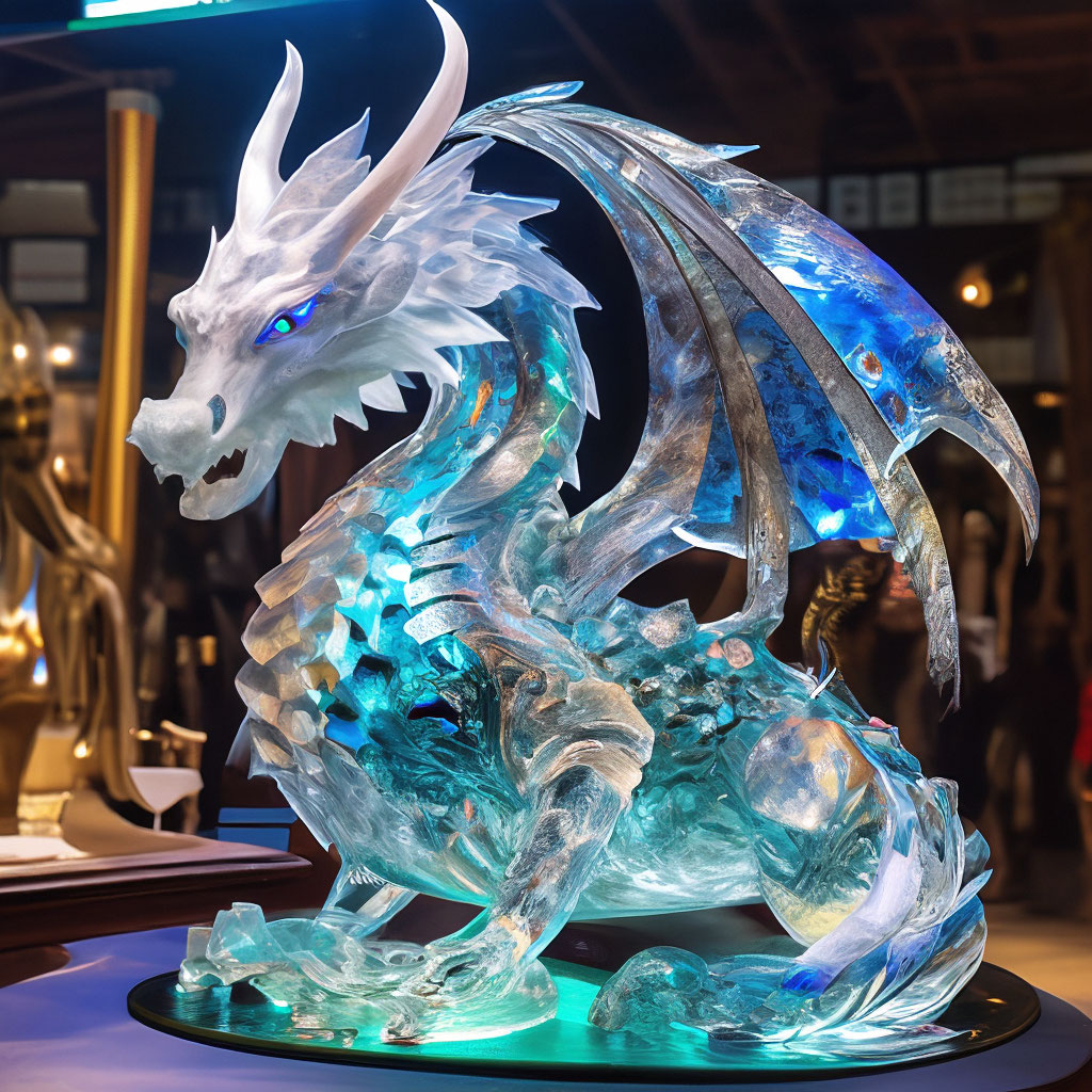 "A huge crystal dragon" — image created in Shedevrum