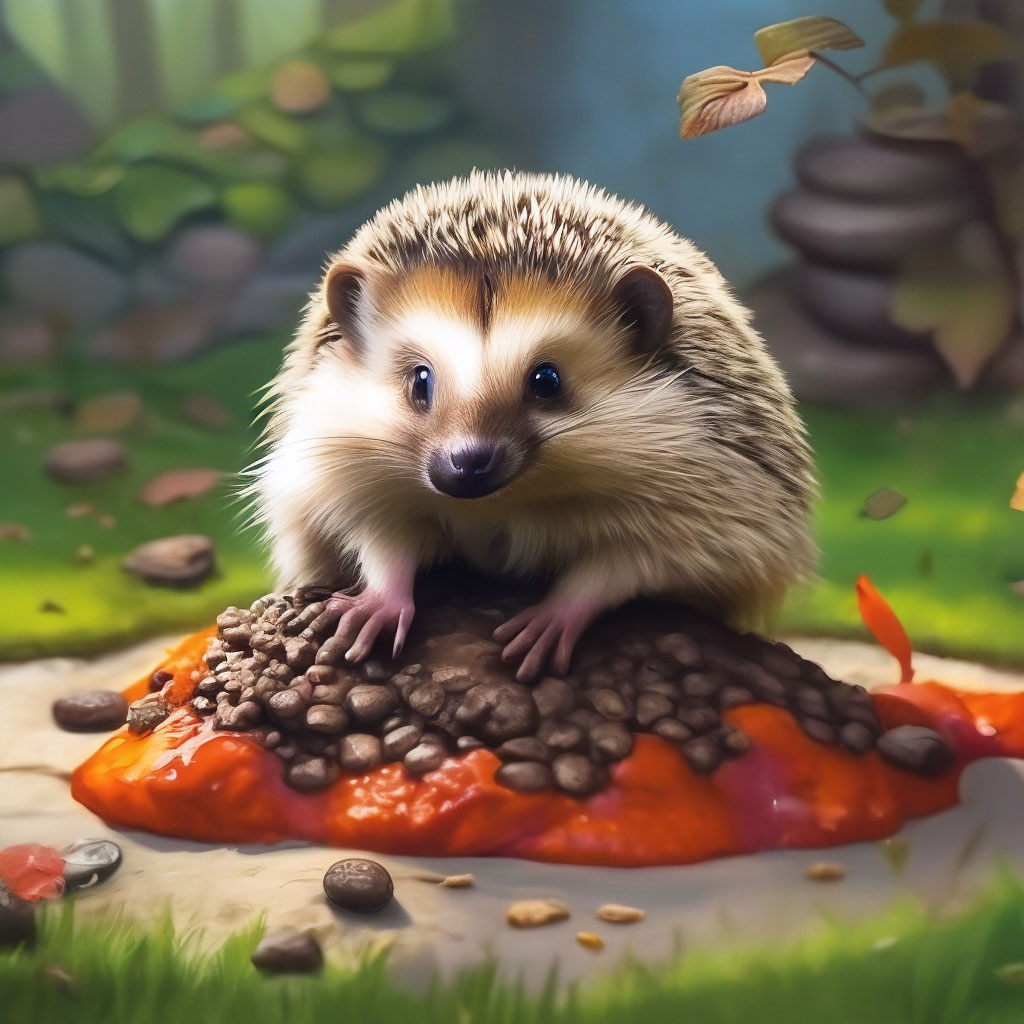 "Poop hedgehog" — image created in Shedevrum