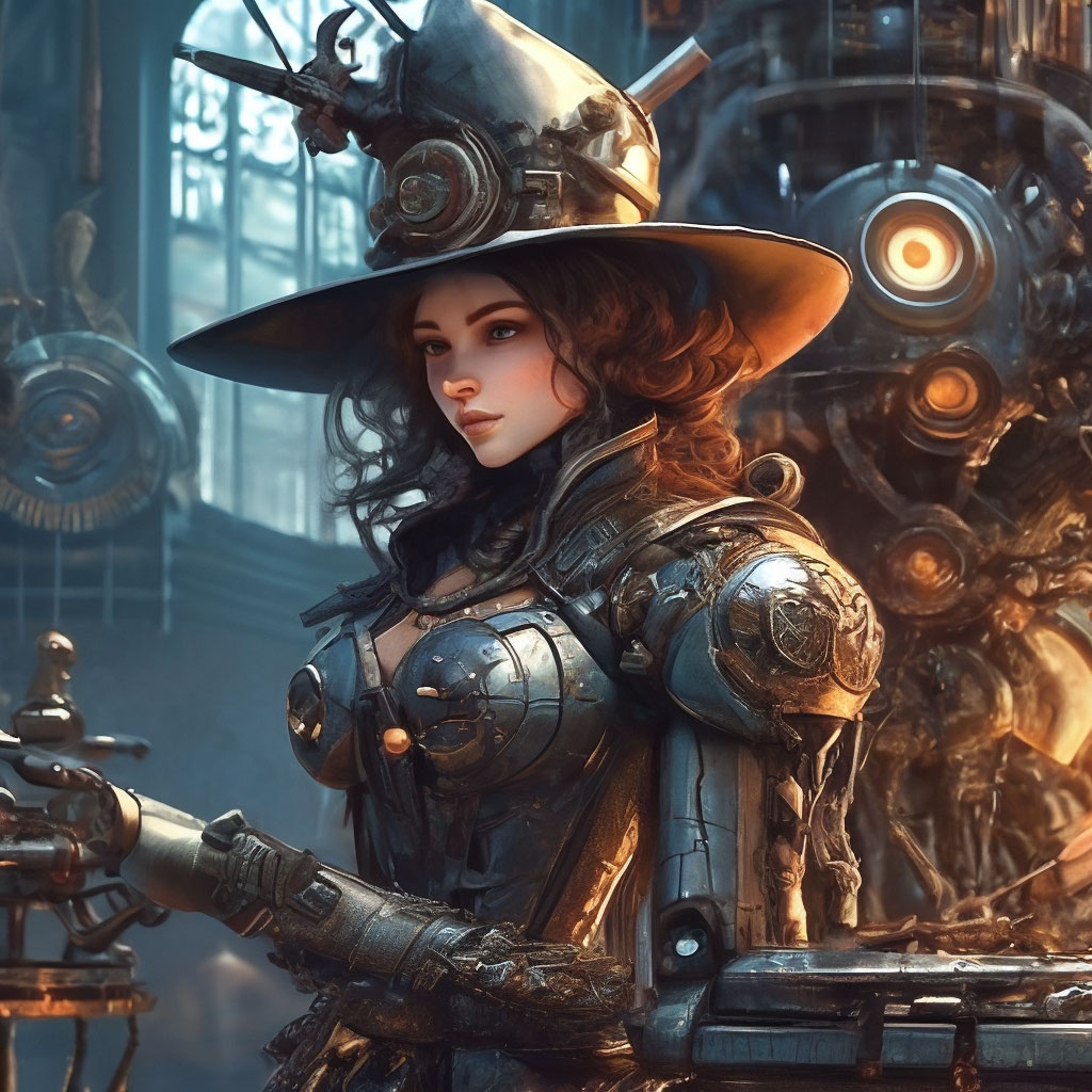 "The robotic witch, illustration" — image created in Shedevrum