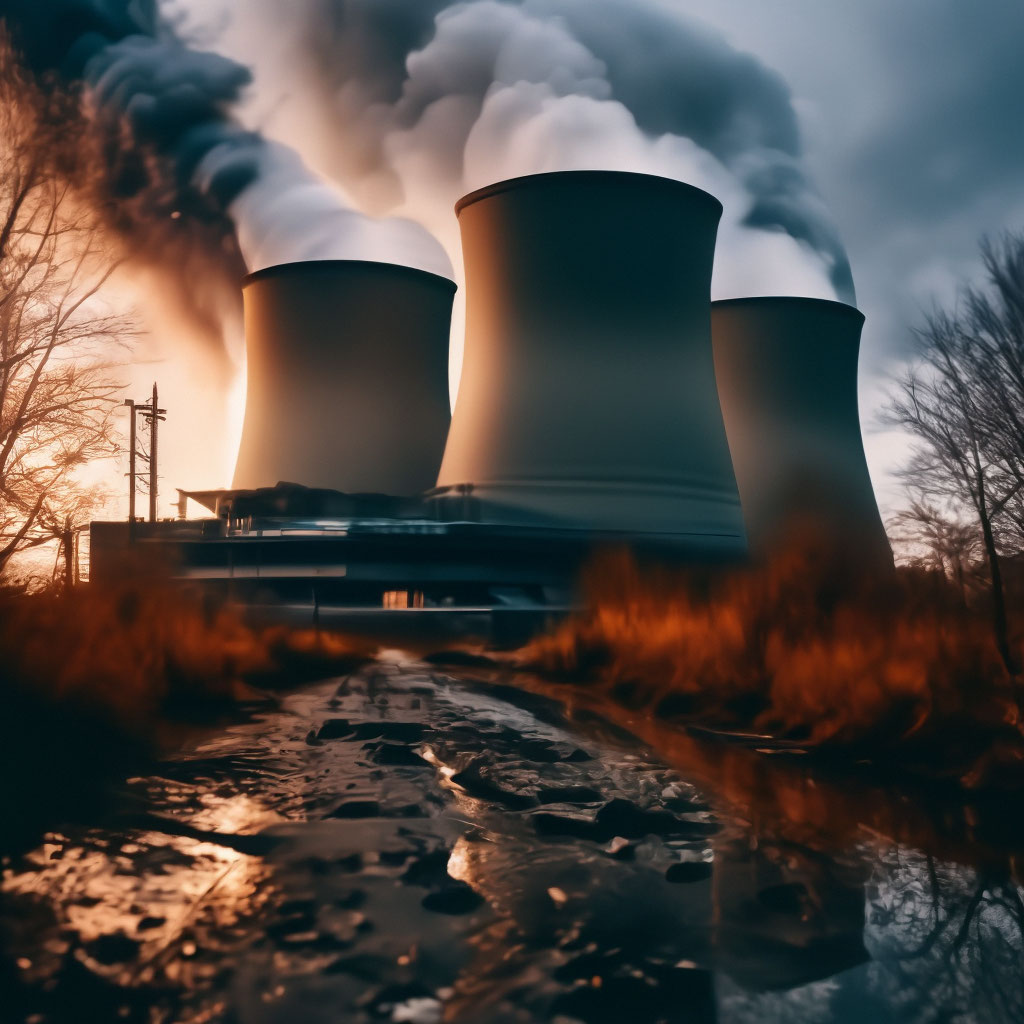 "Nuclear power plant accident, cinematic, detailed, dark botanical ...