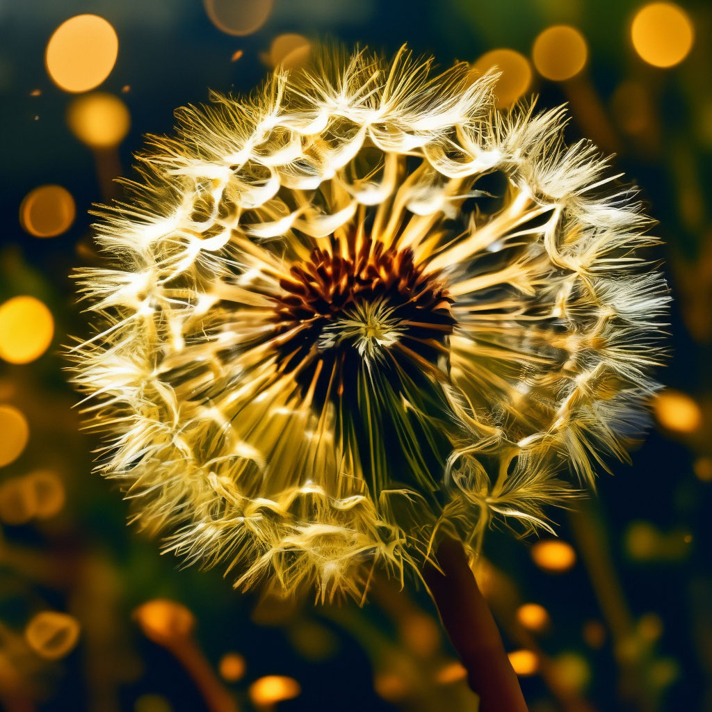 "Dandelion amber, neon glow from the inside, gold outline" — image ...