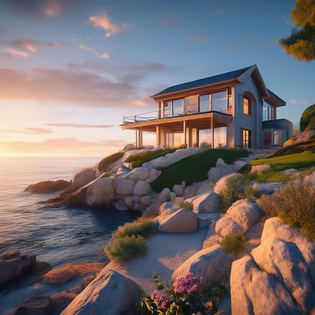 "Beautiful house by the sea, aesthetically pleasing, beautiful ...