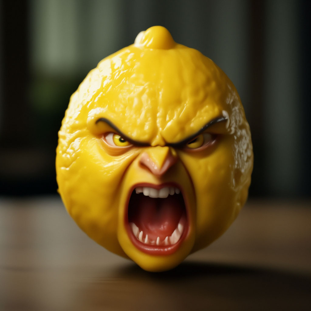"Make lemon very angry" — image created in Shedevrum
