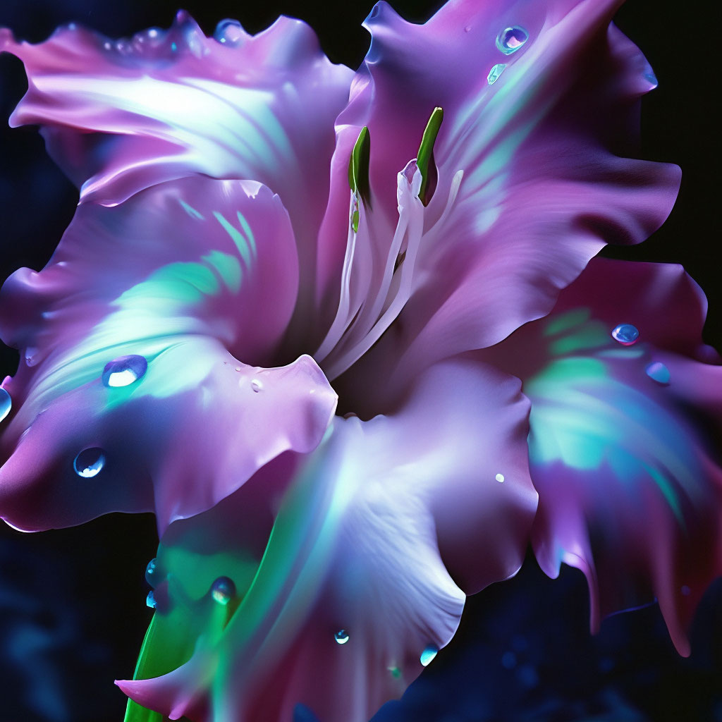"Dark botanical +beautiful gladiolus transparency , lightness, indigo ...