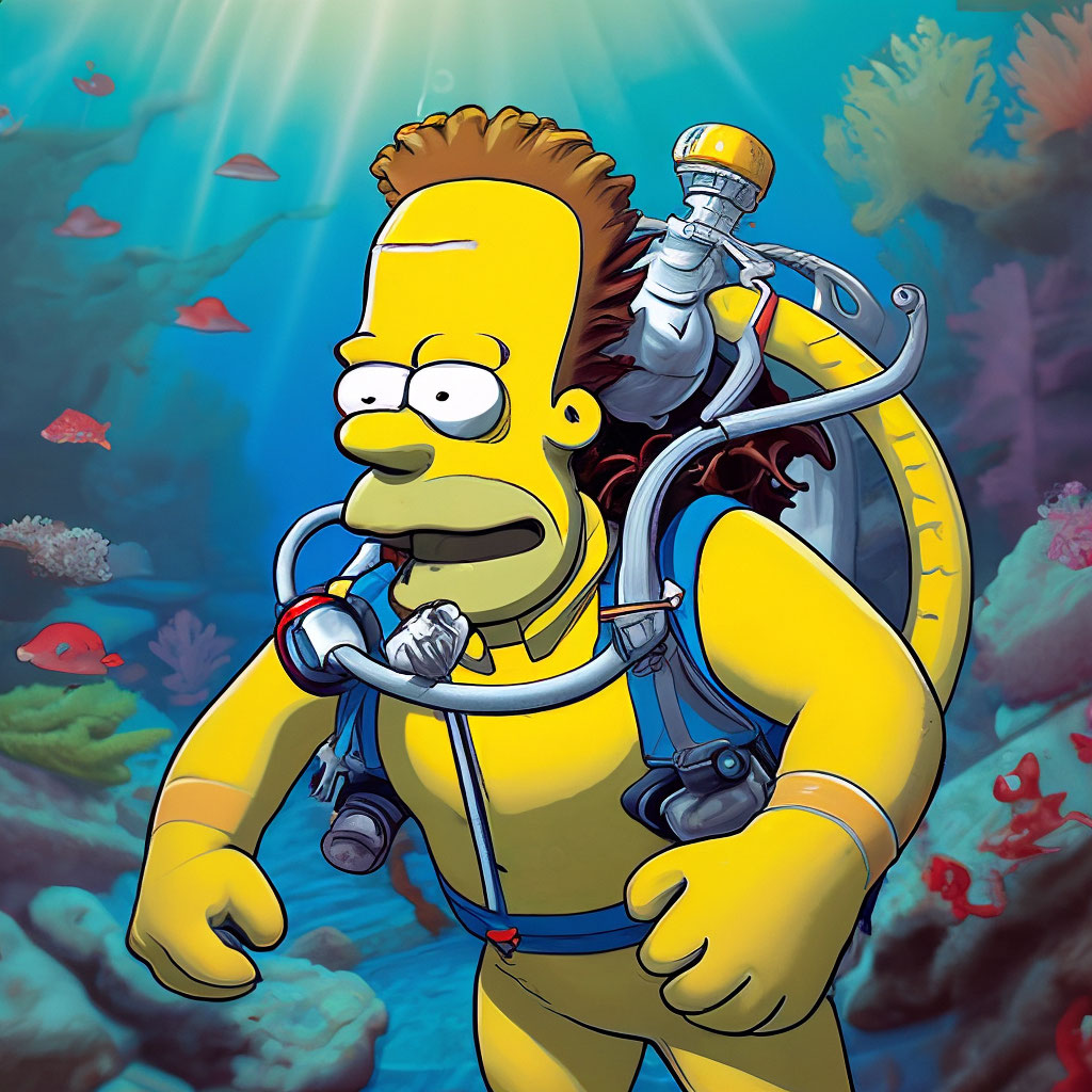 "Scuba diver homer simpson" — image created in Shedevrum