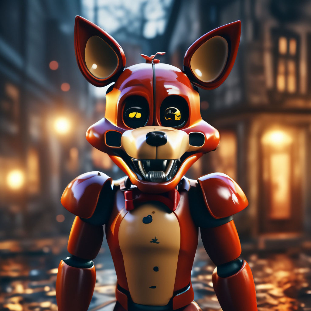 "Egzi foxy on the background of a scary dark pizzeria" — image created ...