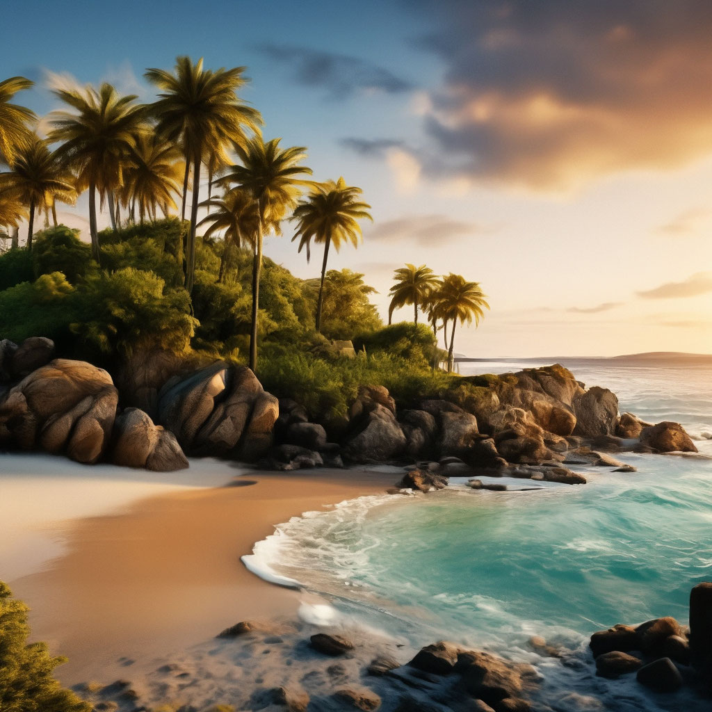 "Dream island, beautiful, aesthetically pleasing, realistic, fine ...