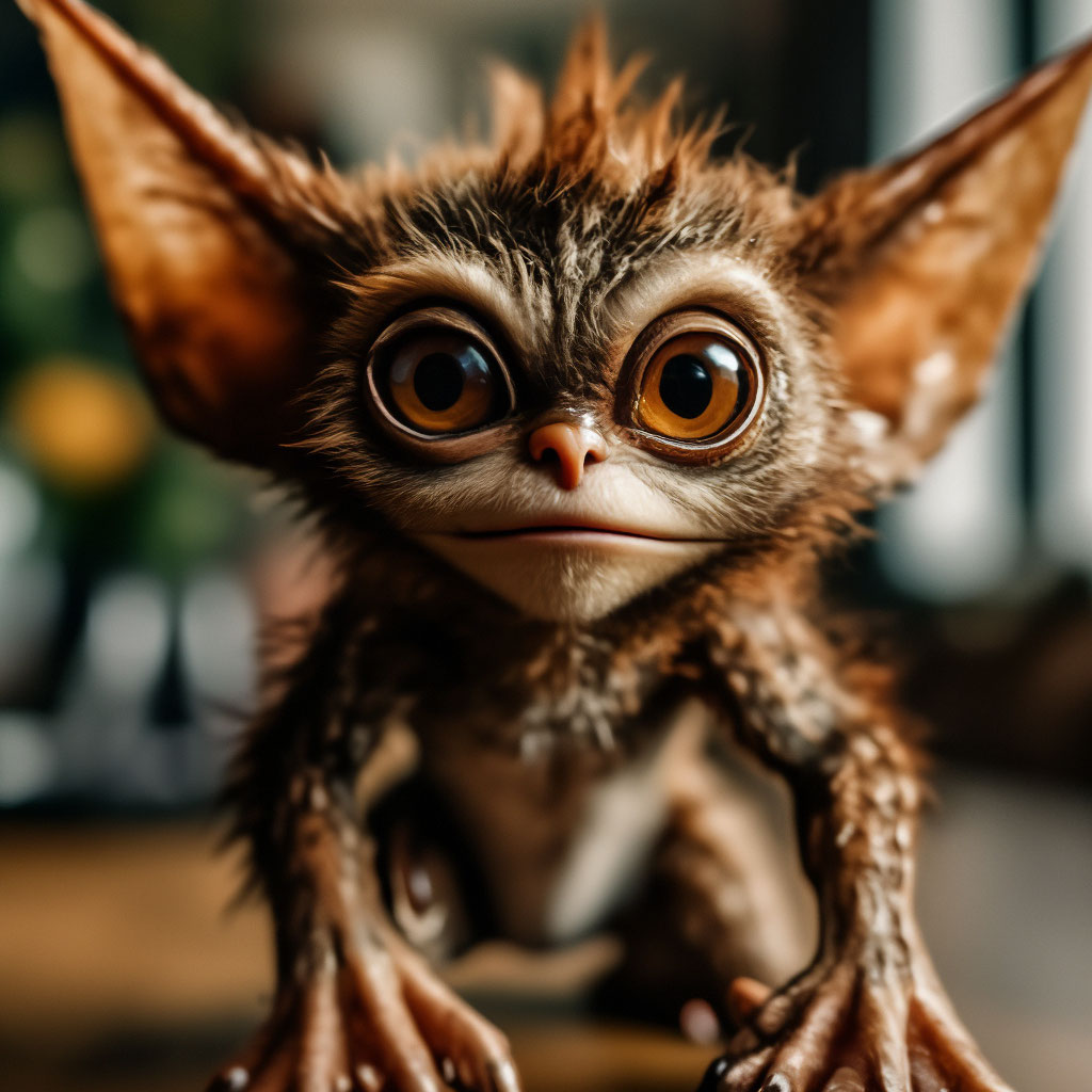 "Cute gremlin realism" — image created in Shedevrum