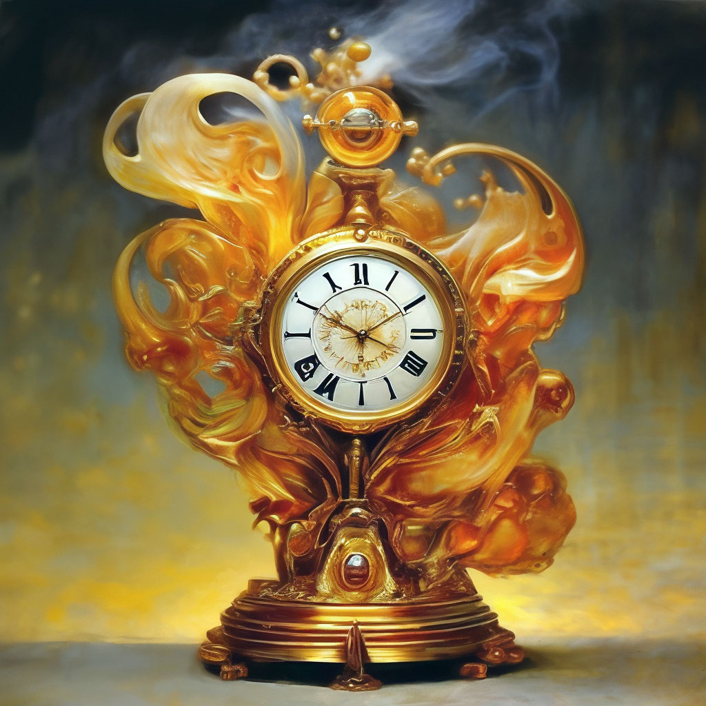 ""Breath of centuries": An amber clock, whose hands are filled with ...