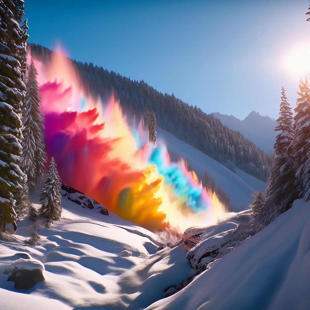 "Avalanche fall is very colorful, picturesque, 4k, 30mm lens, 1/250s, f ...