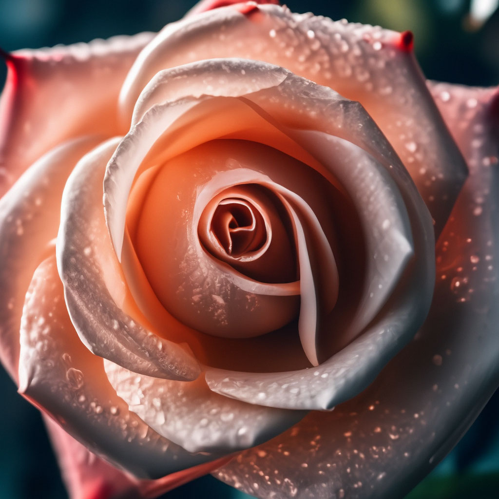 "A dewdrop slowly drips from the rose" — image created in Shedevrum