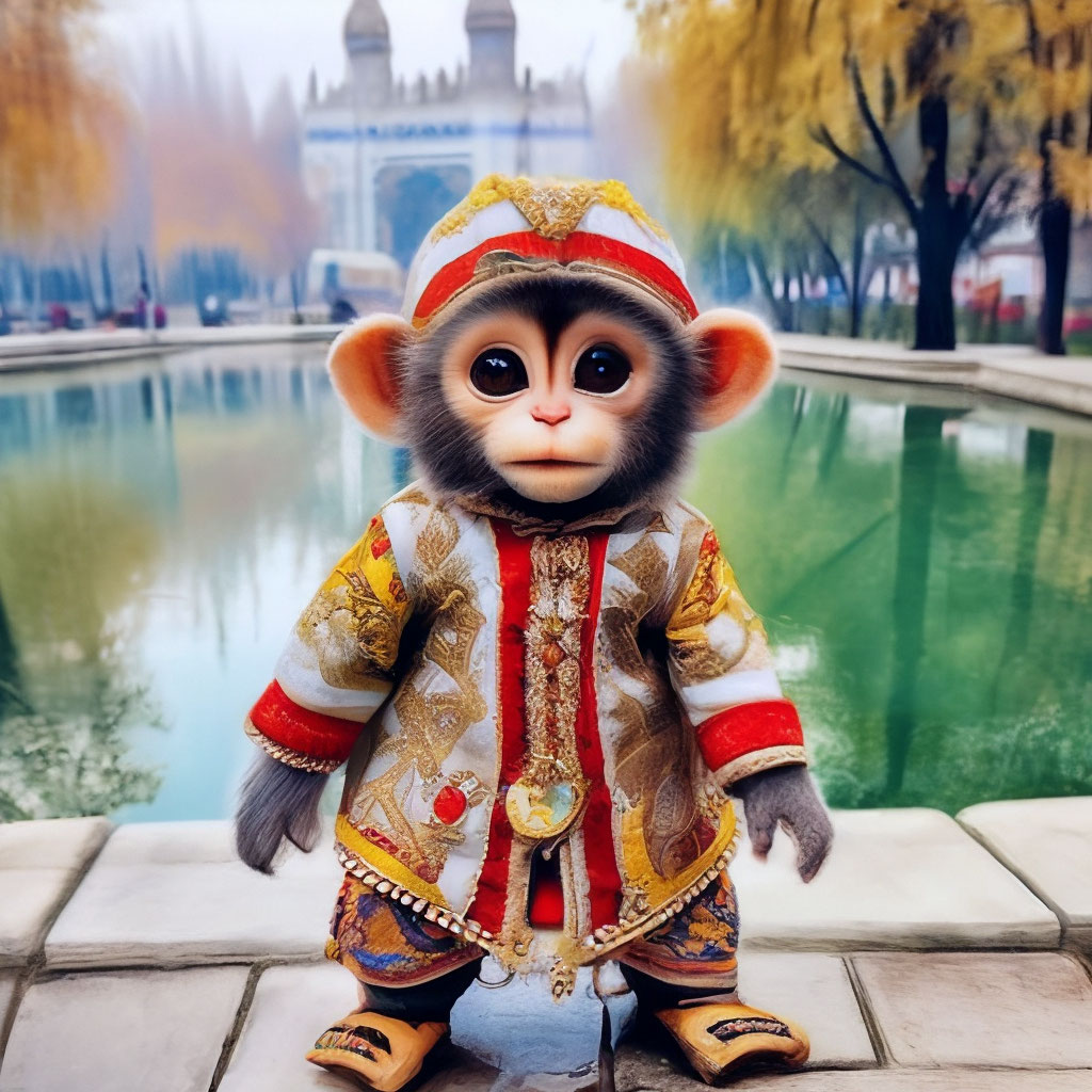 Turkey The general plan Cute elegant , funny baby monkey in national ...
