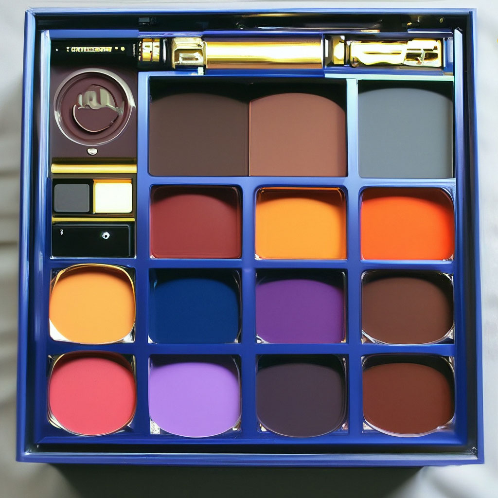 make up box with Black Grey Red Blue Orange White Brown Pink Yellow ...