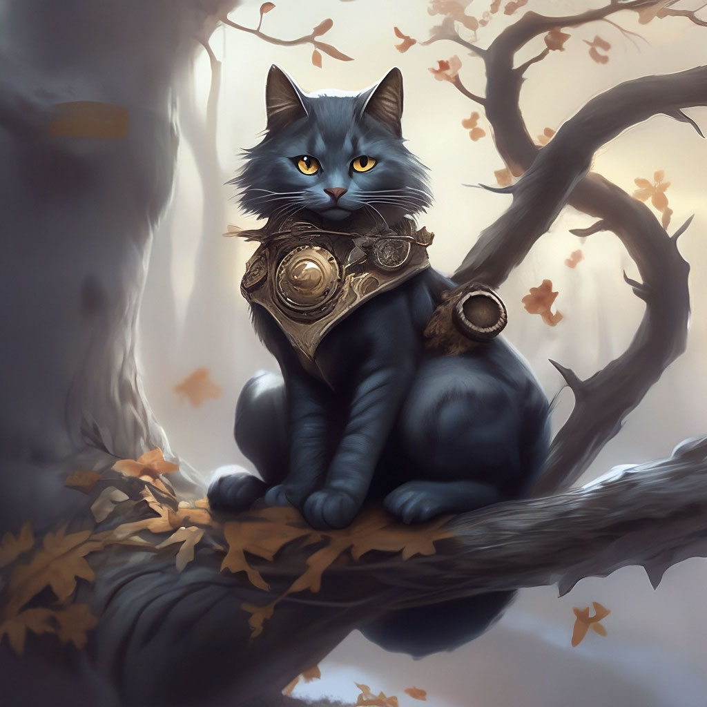 "Bayun the cat is sitting on an oak branch Slavic mythology" — image ...