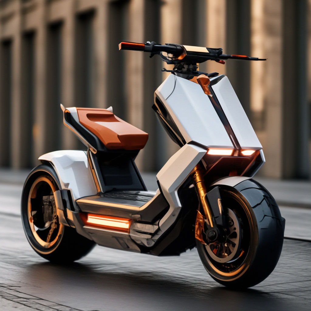 "A scooter in the style of a cyber truck" — image created in Shedevrum
