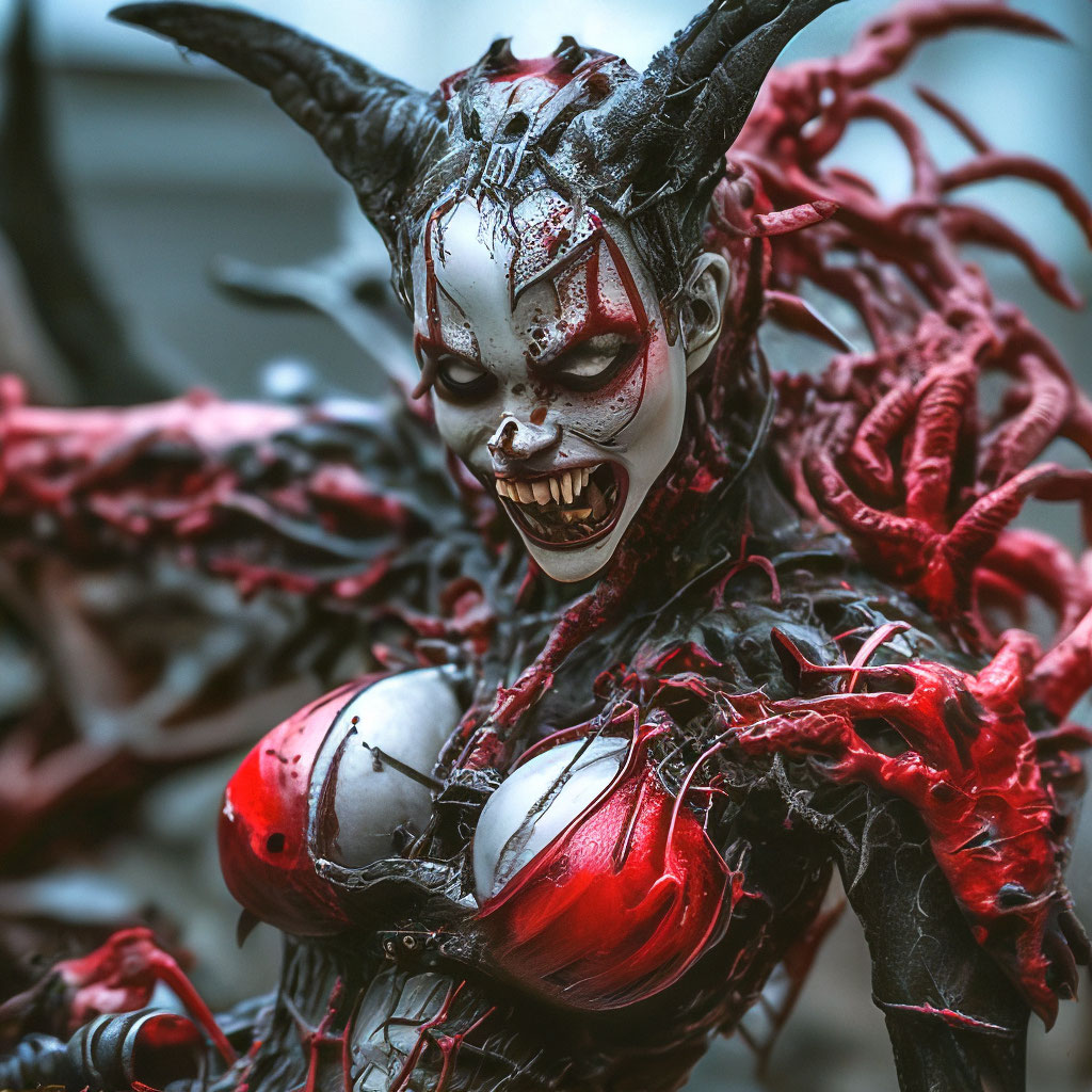 "Necromorphic+biomechanics harley quinn, with a big bust, hyperrealism ...