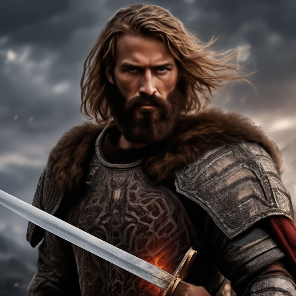 "Rusich warrior Slavic appearance with a sword in his hand" — image ...