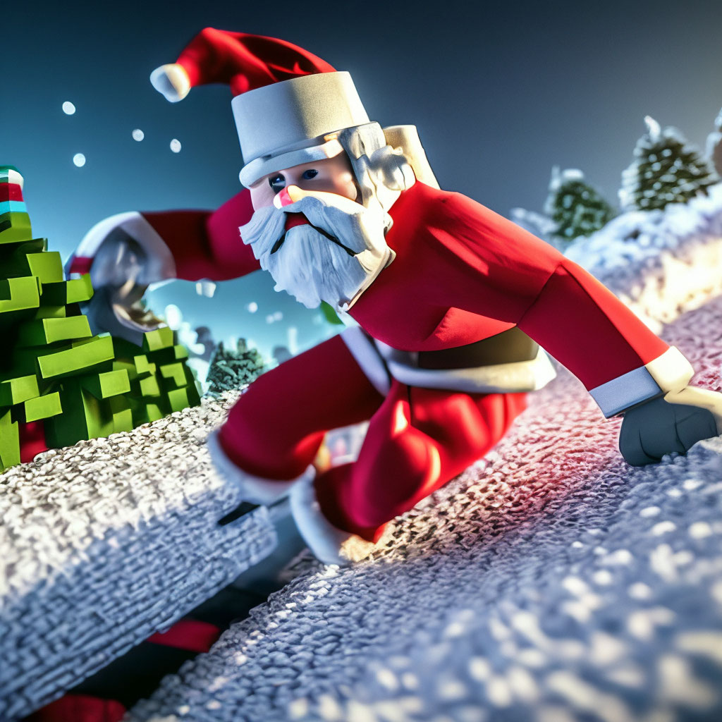 "Santa Claus in Minecraft" — image created in Shedevrum