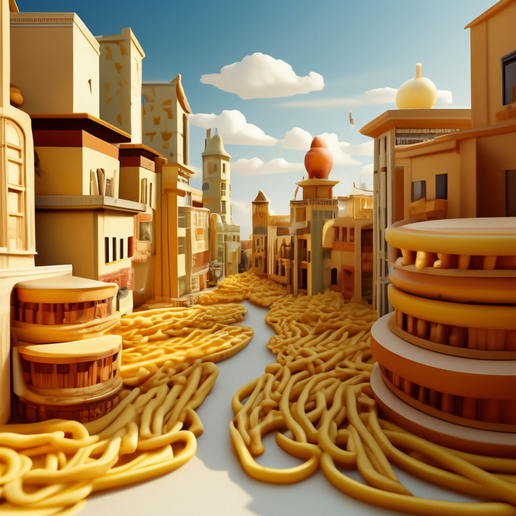 "The city of bread and pasta" — image created in Shedevrum