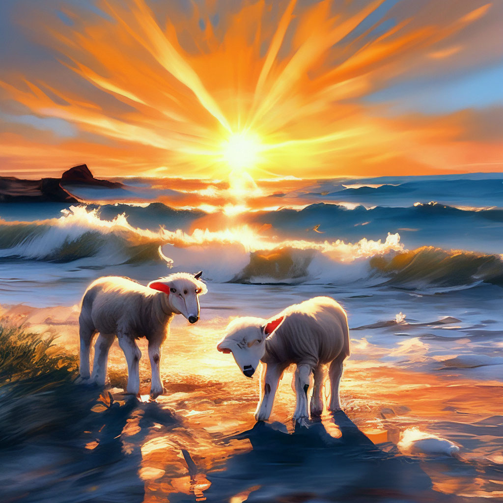 "The tired sun gently said goodbye to the sea ... airbrush, night, cute ...