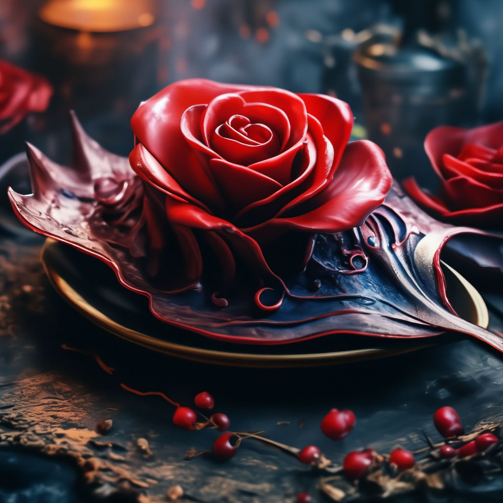 "Scarlet manta rays in the form of roses, culinary masterpiece ...