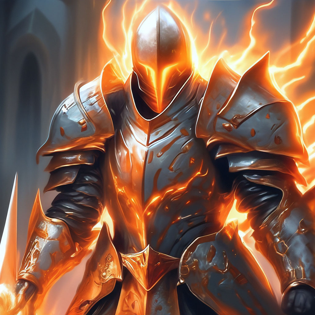 "Orange ghost knight. Armor. Orange glow effect. 32k. High detail ...