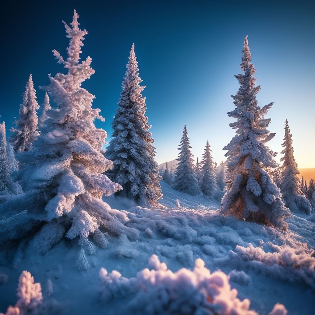 "The frost lay on the branches of the spruce trees turned white during ...