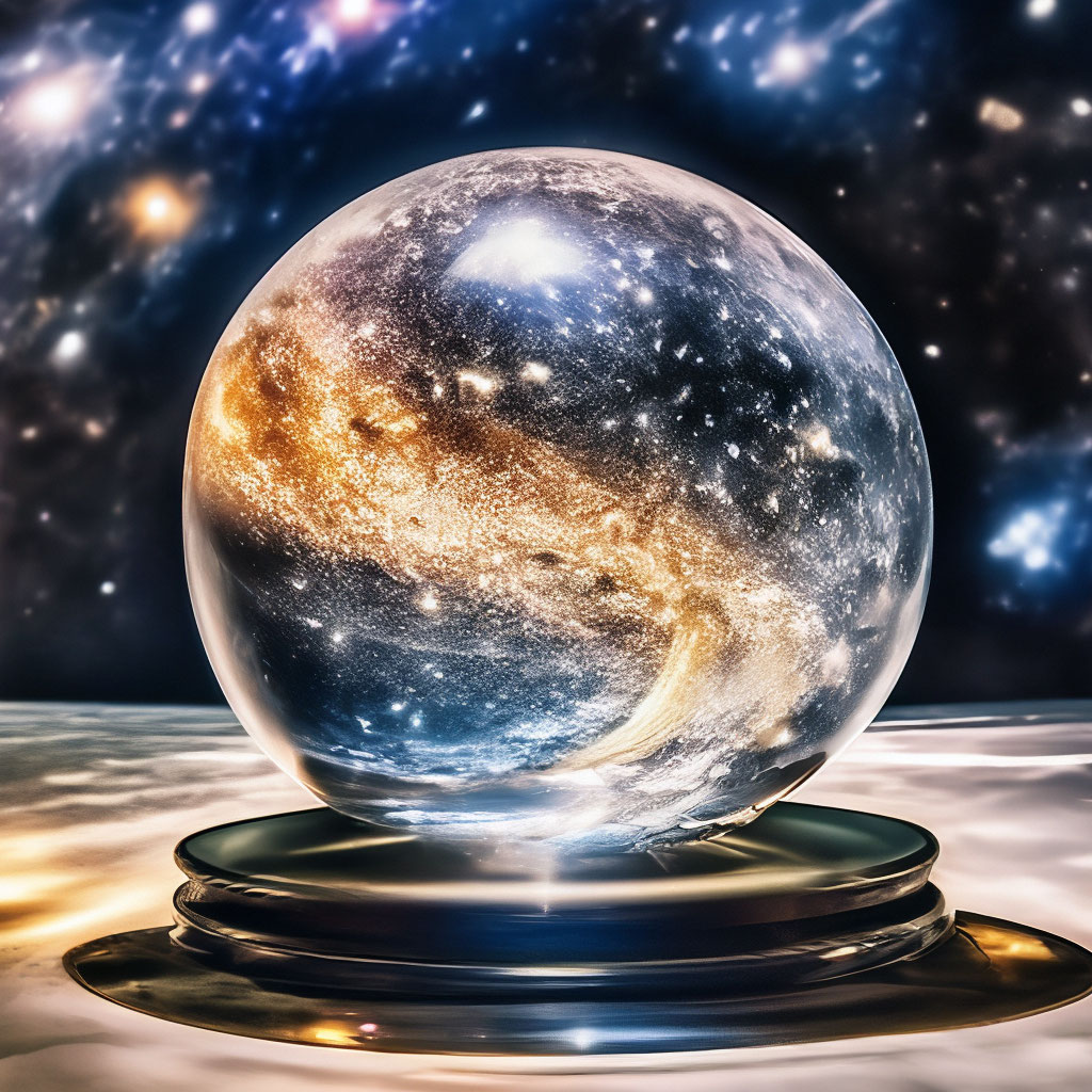 "Galaxy in a glass ball, close-up, high detail" — image created in ...