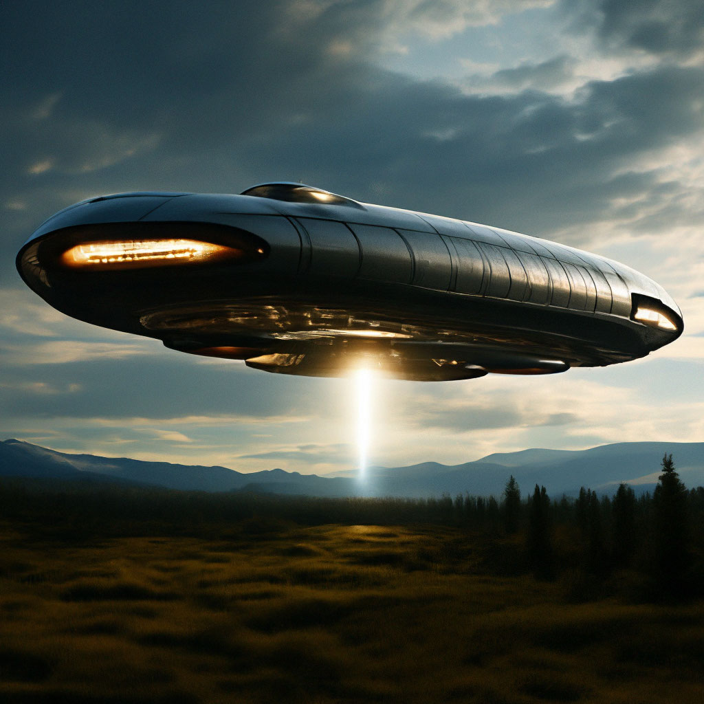 "Cigar- shaped UFO" — image created in Shedevrum