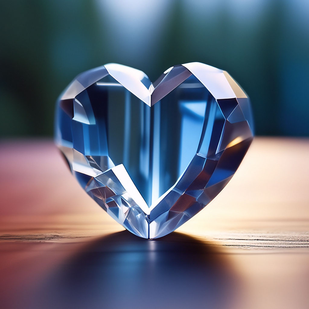 "Crystal heart, realistic, beautiful, high detail" — image created in ...