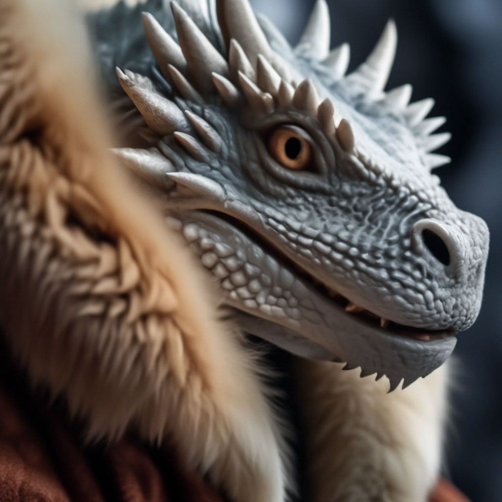 "Dragon in a fur coat photorealism, aesthetically pleasing ...