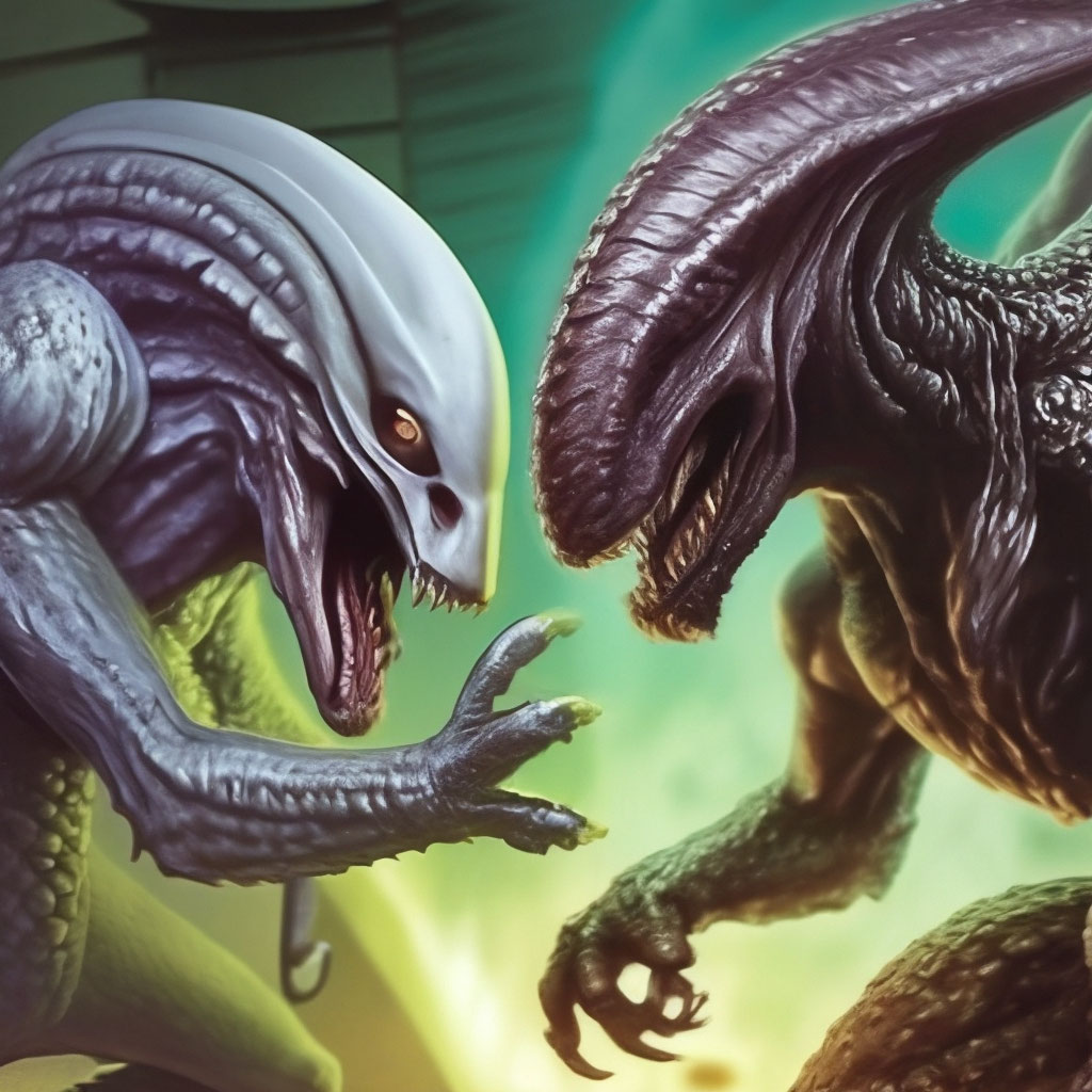 "Xenomorph vs Gargoyle!!!" — image created in Shedevrum