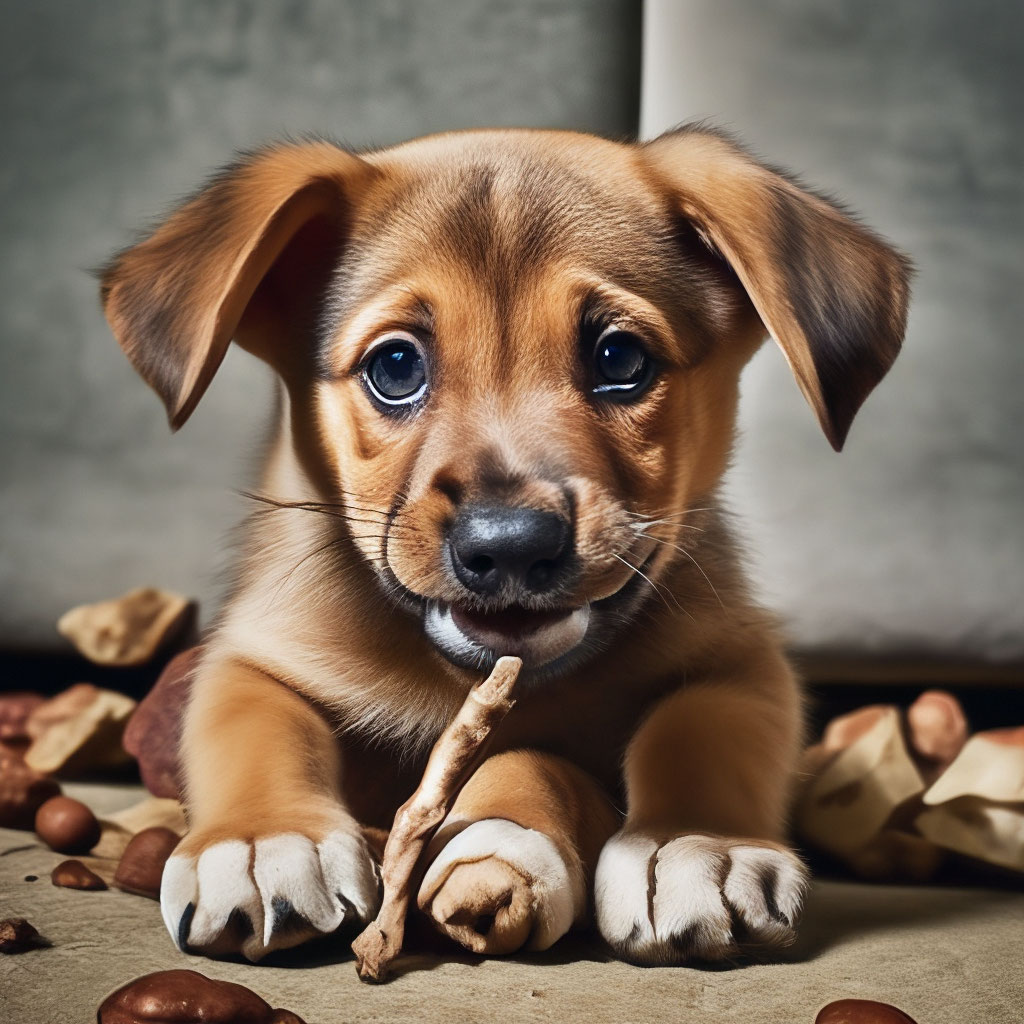 "An offended puppy whose bone was taken away" — image created in Shedevrum