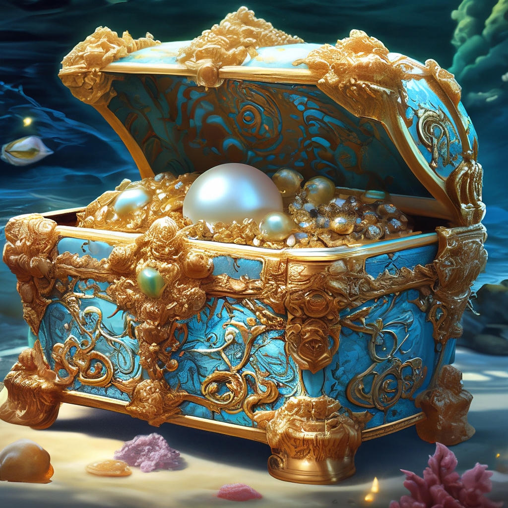 "An ancient chief's chest with a beautiful carved pattern, decorated ...