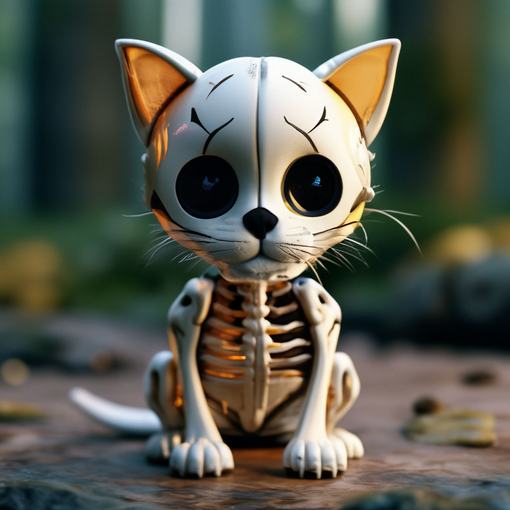 "Cute cat skeleton" — image created in Shedevrum