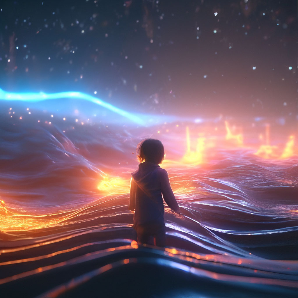 "Fantasy a fog of acoustic supersonic neon waves of dull gray gloomy ...