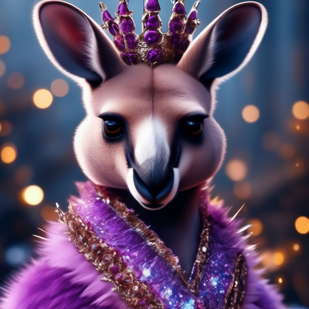 "Karaleva Kinguru violetavava tsveta💜💜💜" — image created in Shedevrum