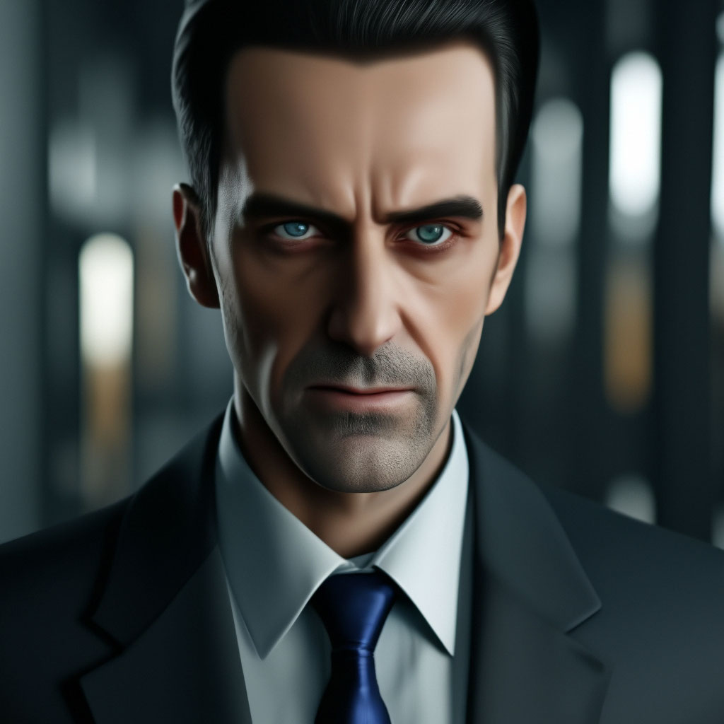 "G-man is a character in the game Half-Life portrait. Realism ...