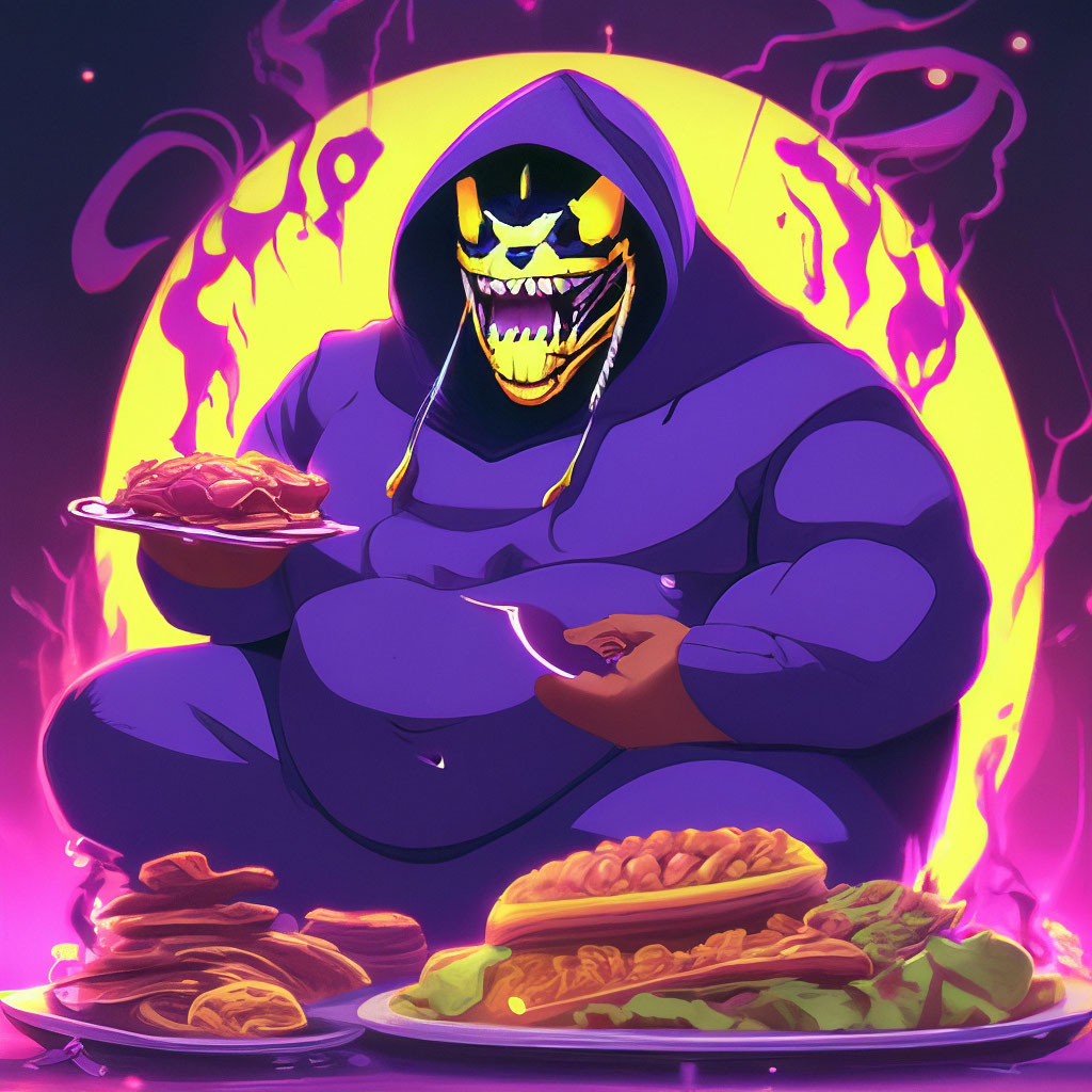"Fat venom +34k" — image created in Shedevrum