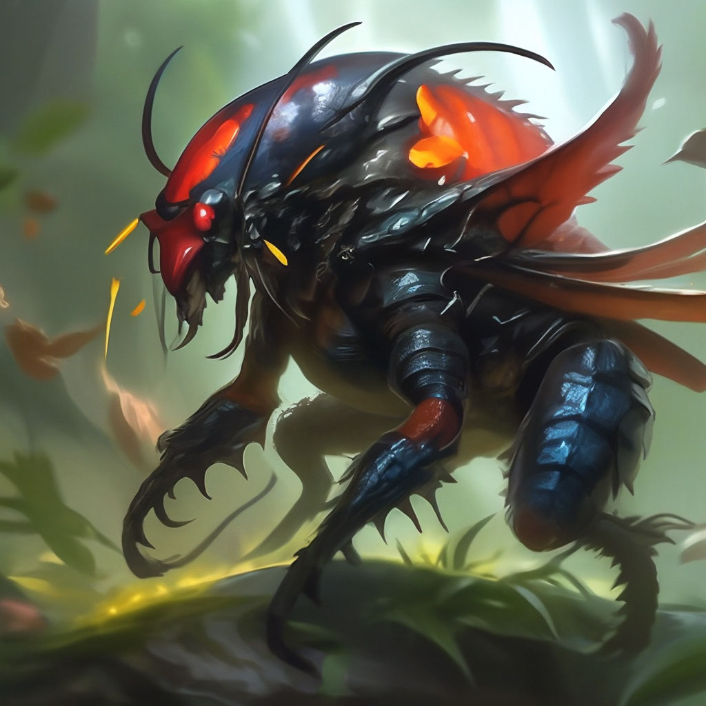 "Chewed-up kshtyr, poisonous insect, fantasy" — image created in Shedevrum