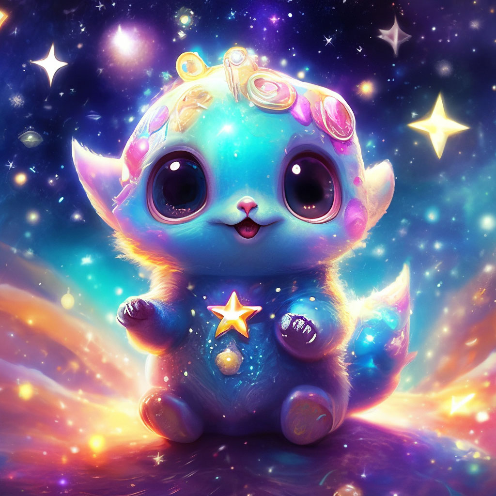 "Fabulous, cute, galactic creature, magic, stardust, transparency ...